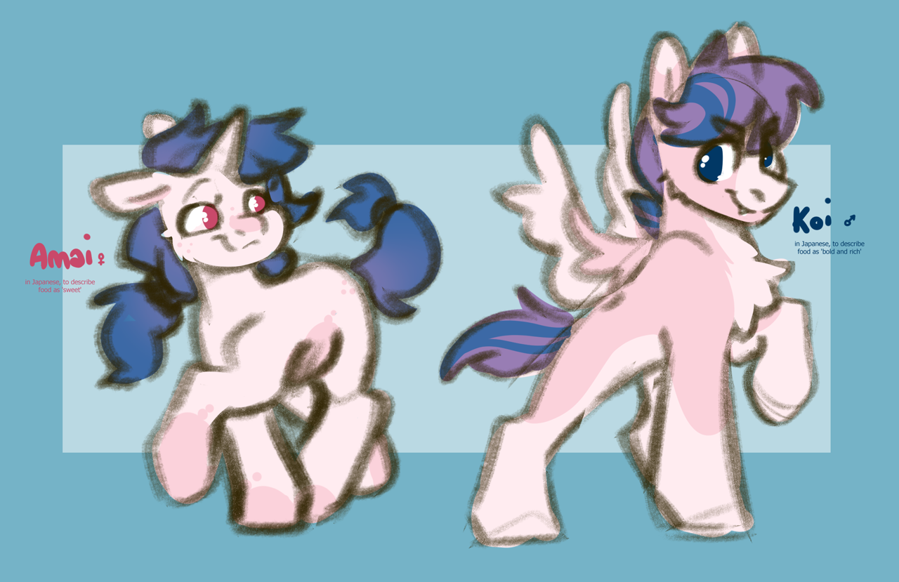 #3361926 - safe, artist:itsspoops, oc, oc only, oc:koi, pegasus, pony, unicorn, countershading ...