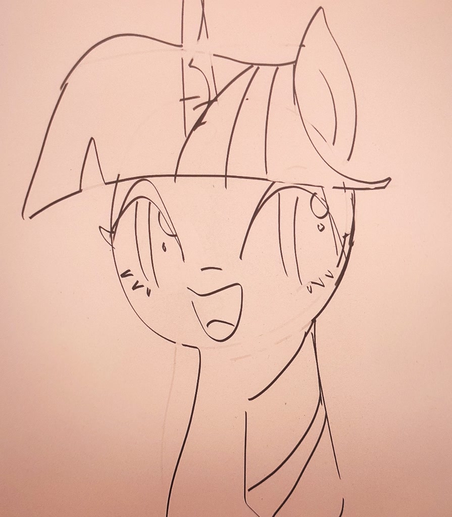 #3366449 - safe, artist:37240622, pony, unicorn, bust, doodle, horn ...