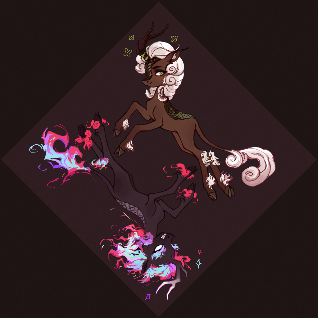 #3366670 - safe, artist:weird--fish, oc, oc only, kirin, nirik, abstract background, angry ...