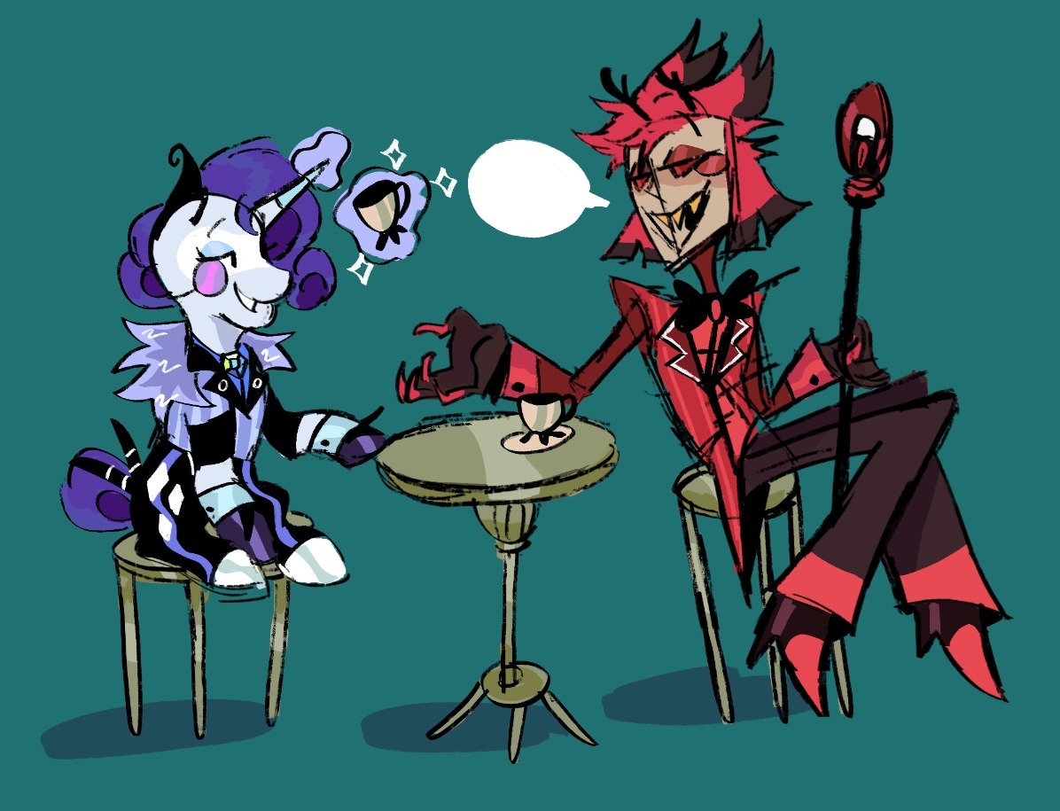 #3355762 - safe, artist:justvoidsdumbstuff1, rarity, deer, demon, pony ...