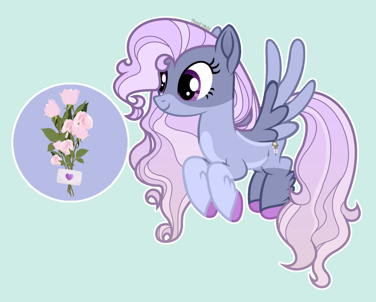 #3367960 - safe, artist:pastelnightyt, oc, oc only, oc:cupid bouquet, pegasus, pony, female ...