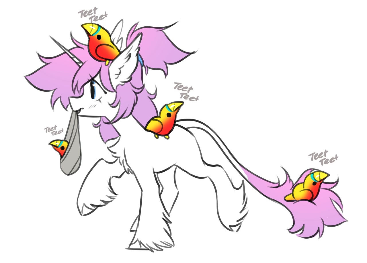 #3368368 - safe, artist:opalacorn, oc, oc only, bird, pony, unicorn, carrying, chest fluff, ear ...