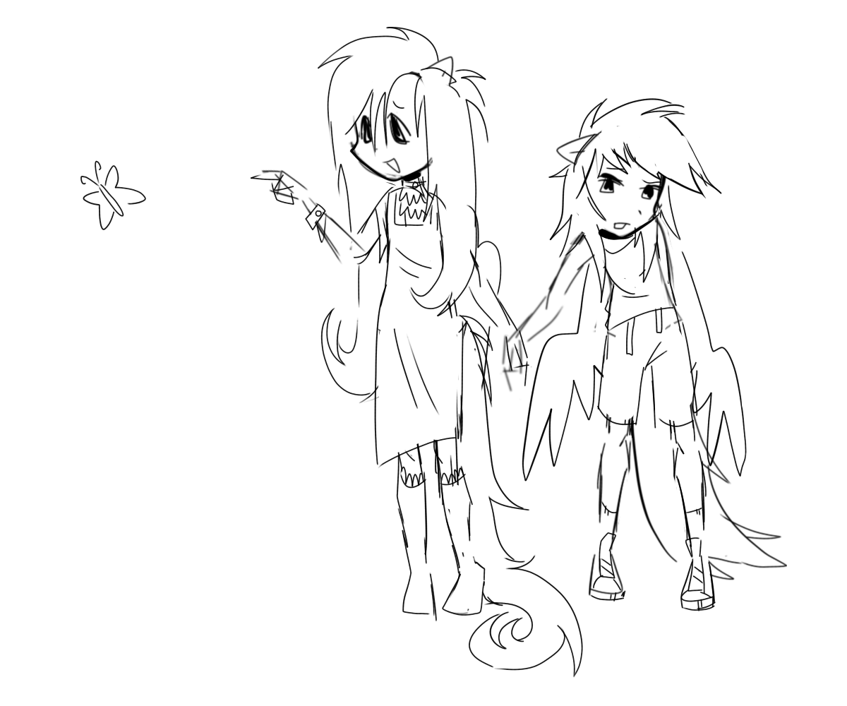 #3369980 - safe, artist:0liiver, fluttershy, rainbow dash, butterfly ...