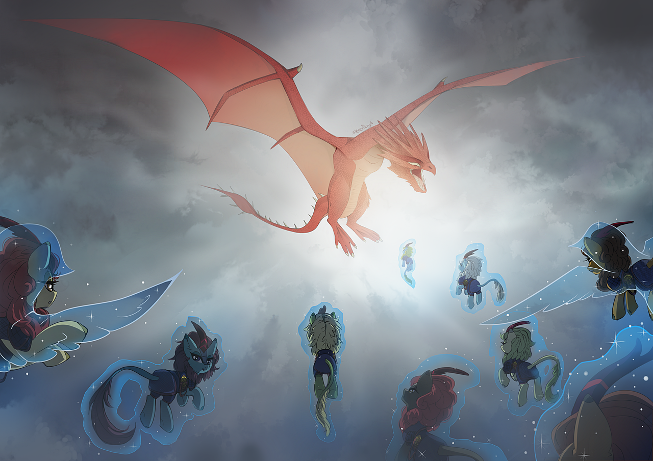 #3370915 - safe, artist:skyeypony, kirin, pony, wyvern, fanfic art ...