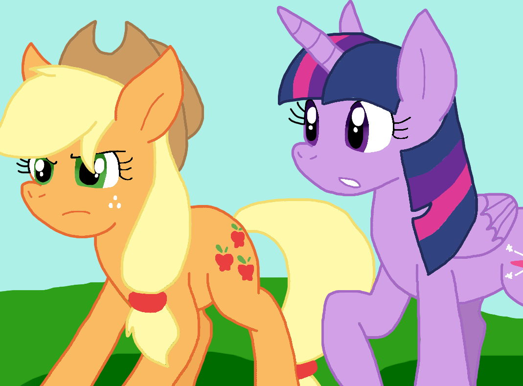 #3370997 - safe, artist:cmara, applejack, twilight sparkle, alicorn, earth pony, g4, applejack's ...