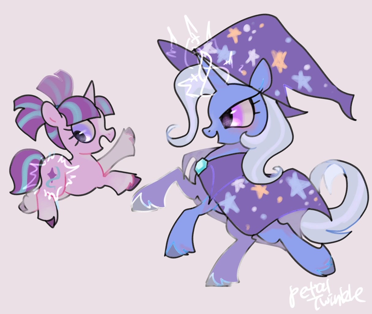 #3373143 - safe, artist:petaltwinkle, starlight glimmer, trixie, pony ...