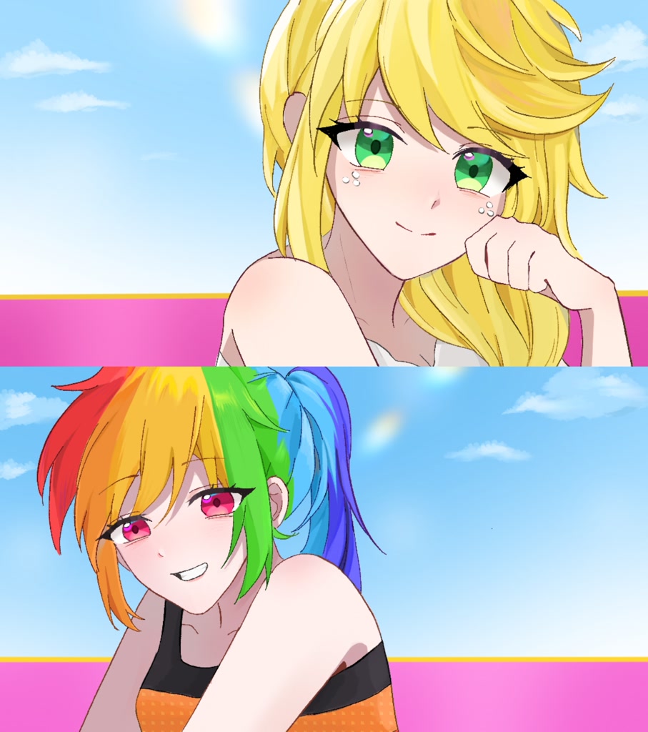 #3356710 - safe, artist:dash759655, applejack, rainbow dash, human, g4 ...