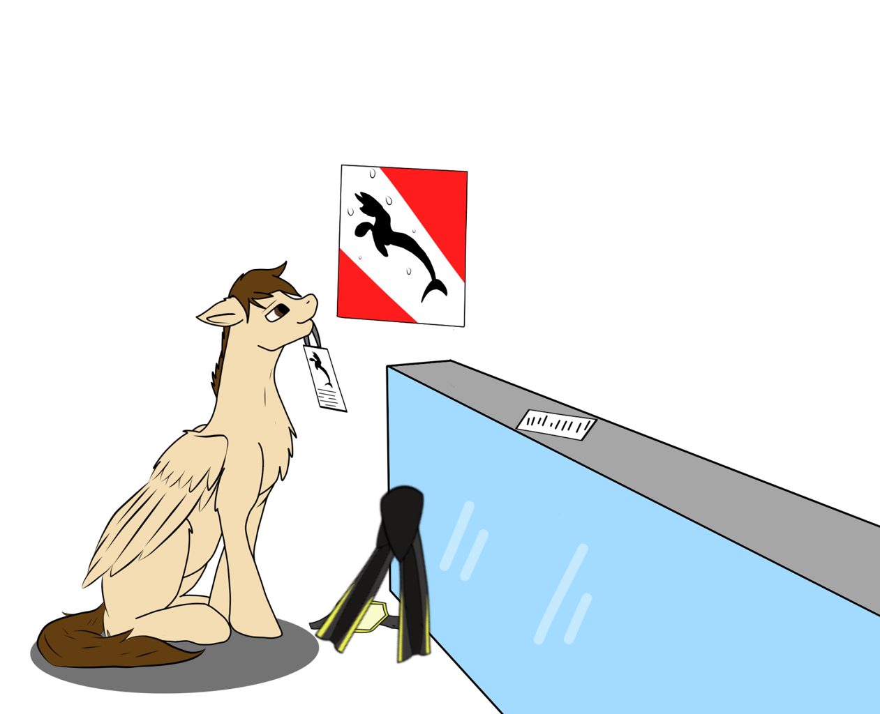 #3356898 - safe, artist:aegishailstorm, oc, oc:aegis hailstorm, pegasus, dive mask, flippers ...