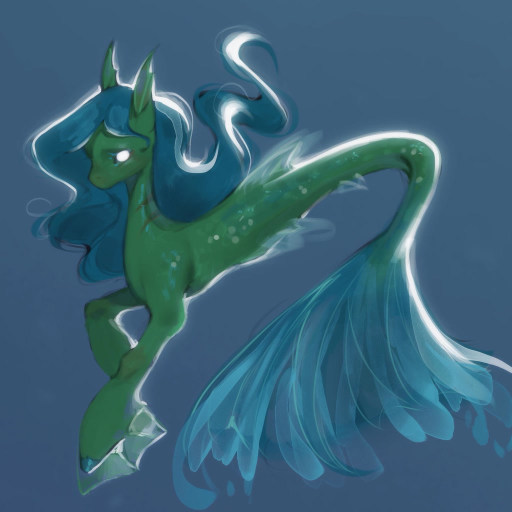 #3373738 - safe, artist:505p0ni, oc, oc only, merpony, pony, seapony (g4), blue background, blue ...