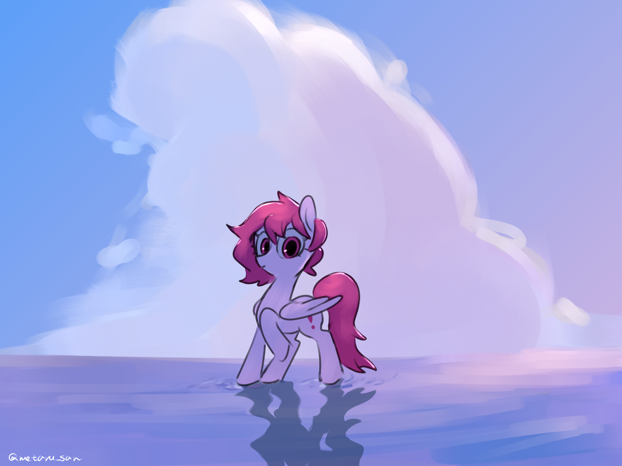 #3358188 - safe, artist:metaruscarlet, oc, oc only, oc:metaru scarlet, pegasus, pony, cloud ...