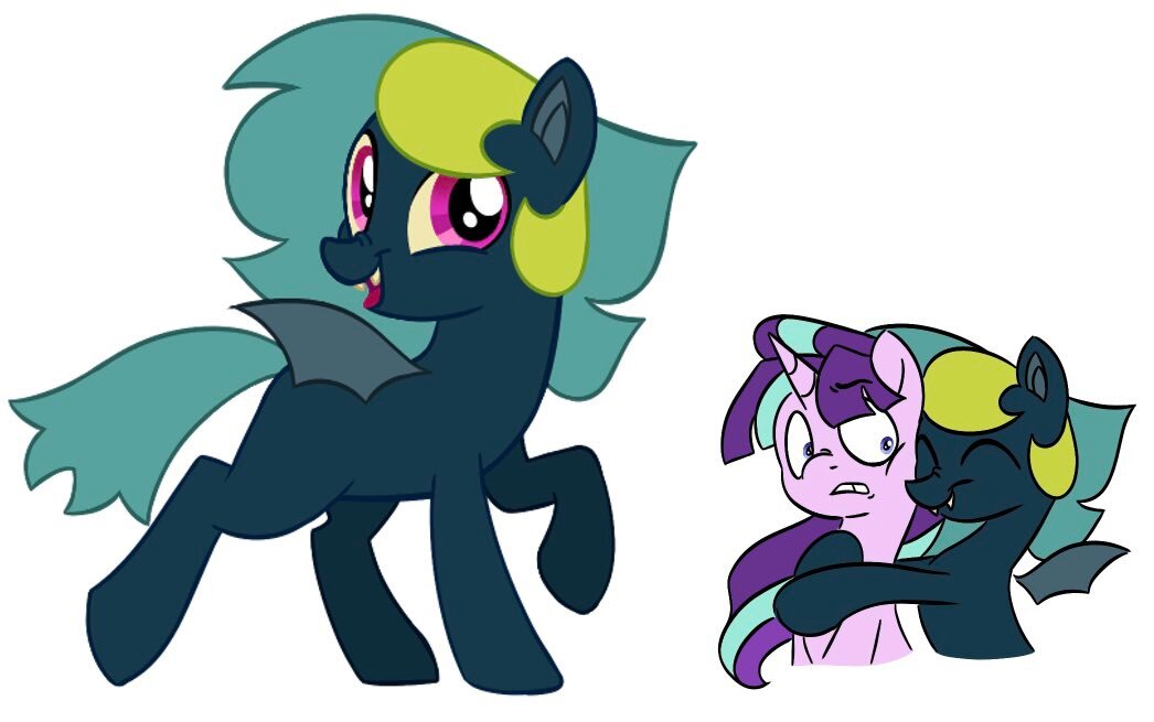 #3358479 - safe, artist:partyponypower, starlight glimmer, oc, oc:nonapplicable, bat pony, pony ...