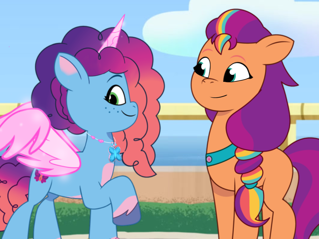 #3359374 - safe, artist:bluemario11, misty brightdawn, sunny starscout, alicorn, earth pony ...