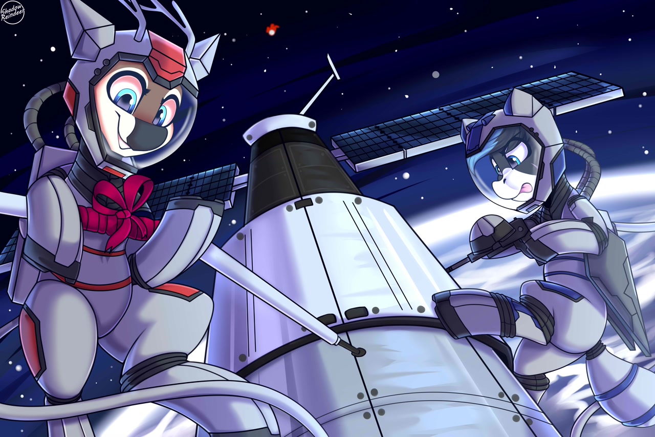 #3359814 - safe, artist:shadowreindeer, oc, oc only, oc:kevin reindeer, oc:squall windfeather ...