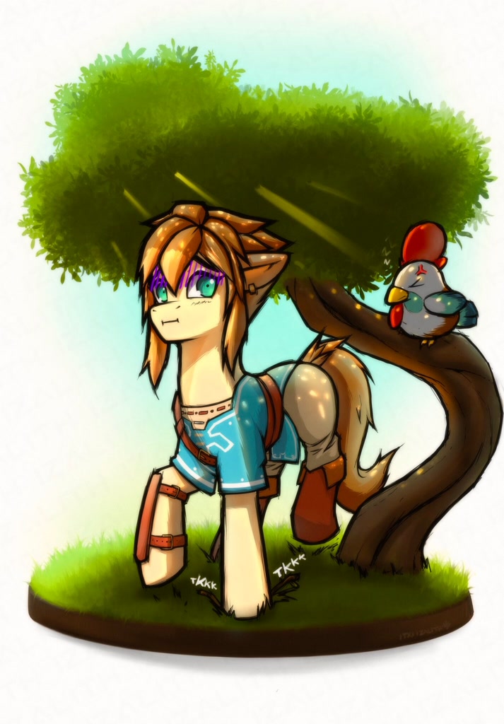 #3375066 - safe, artist:itxi_izalith, bird, chicken, earth pony, pony ...