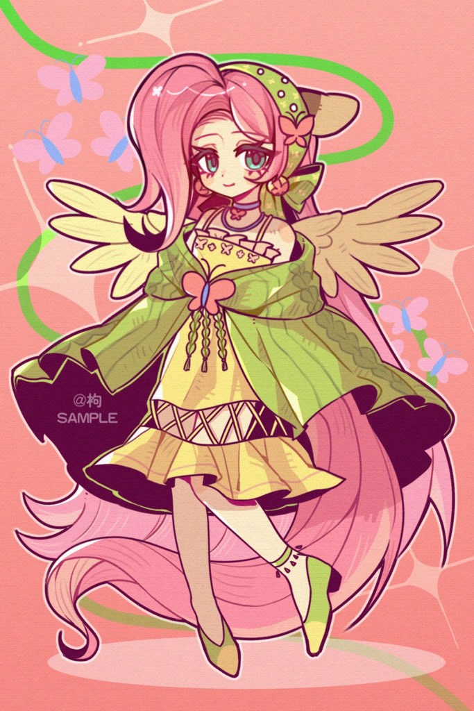 #3382839 - safe, artist:tamari, fluttershy, human, g4, cutie mark background, female, gradient ...