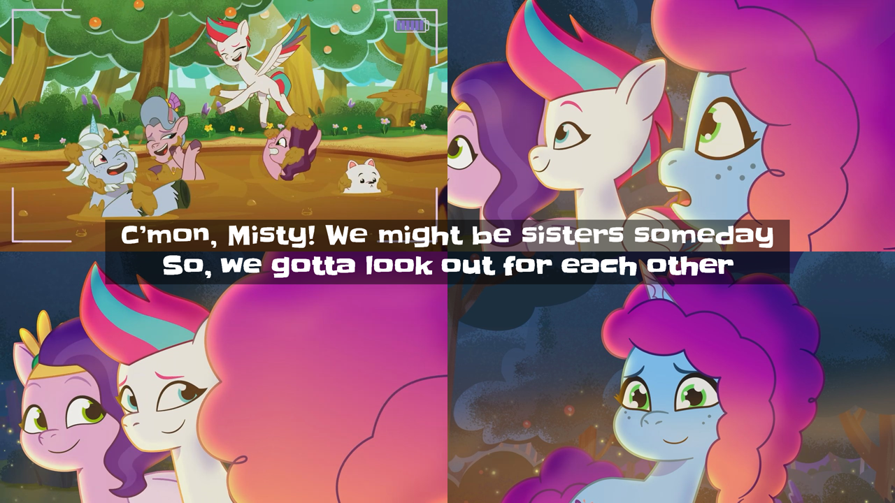 #3383188 - safe, edit, edited screencap, screencap, alphabittle blossomforth, cloudpuff, misty ...