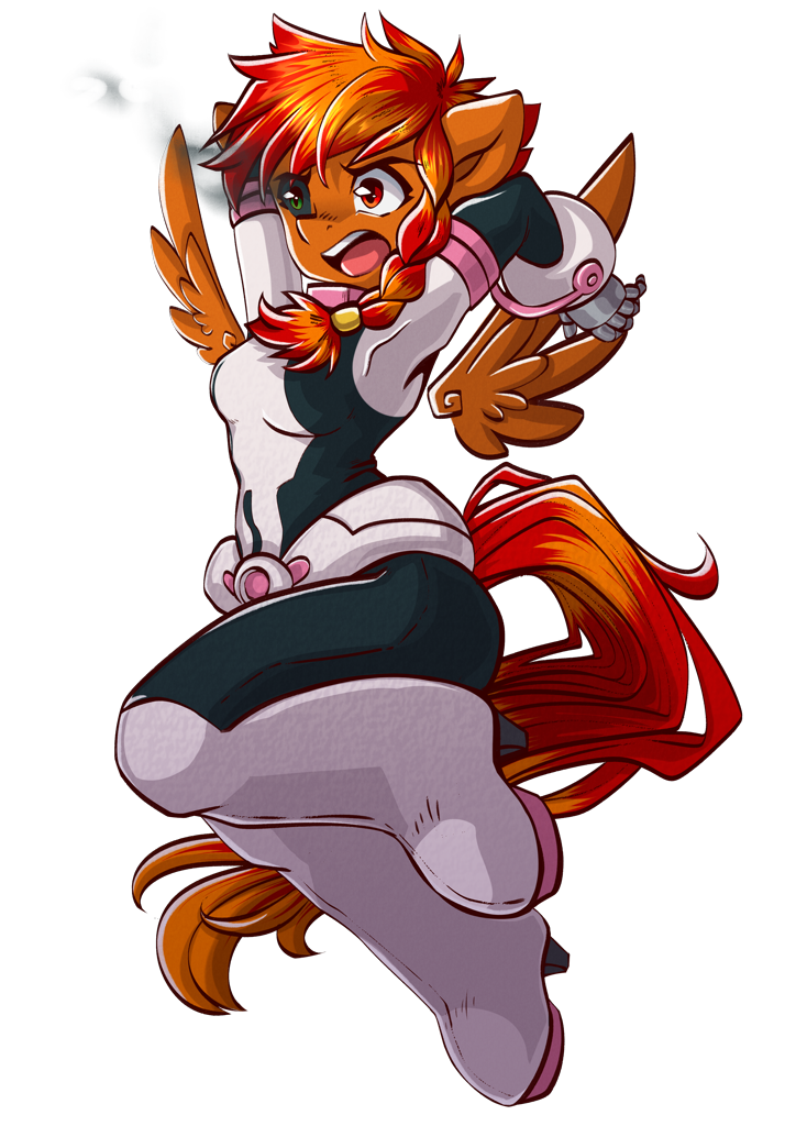 #3383583 - safe, artist:chaosangeldesu, oc, oc only, oc:flaming hoof, pegasus, anthro, angry ...