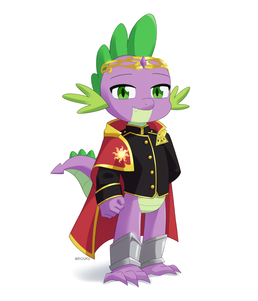 #3384838 - safe, artist:riouku, spike, dragon, g4, cape, clothes ...