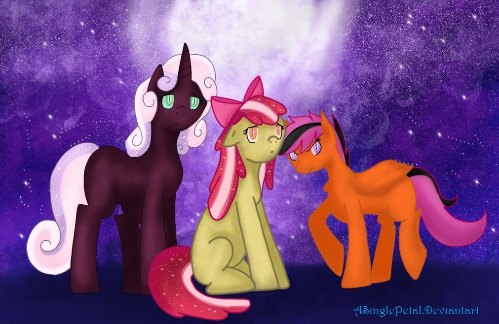 #3384978 - safe, artist:asinglepetal, apple bloom, scootaloo, sweetie ...