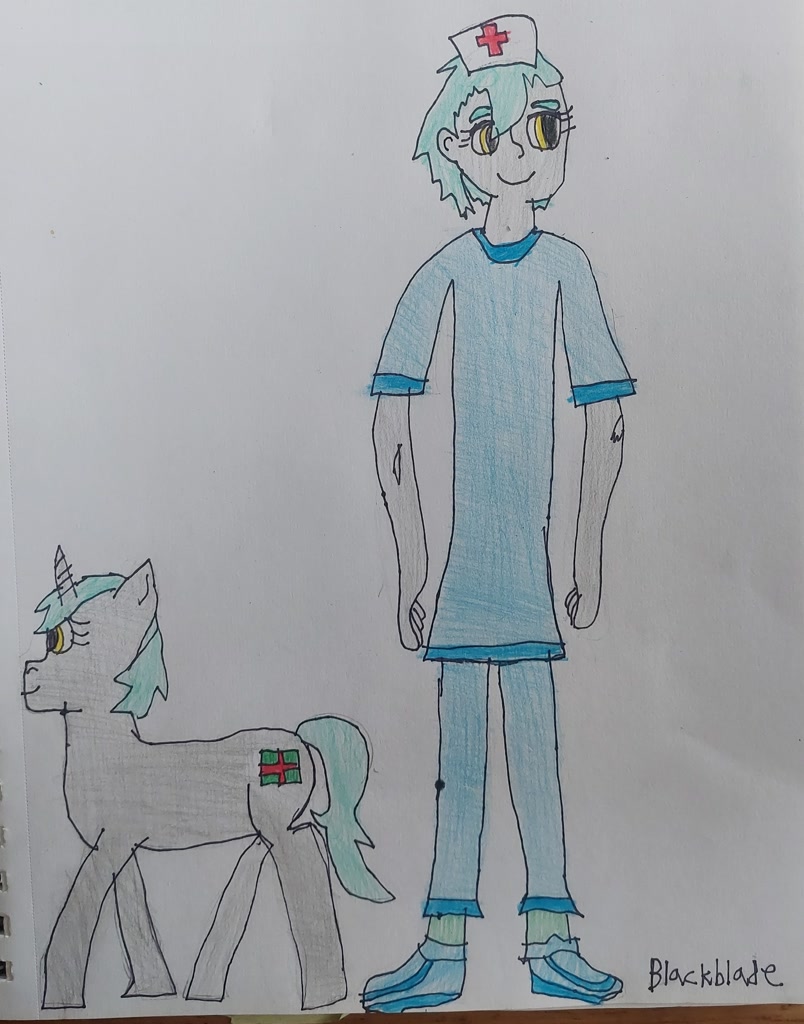 #3385169 - safe, artist:blackblade360, oc, oc only, oc:heartbeat, human, pony, unicorn ...