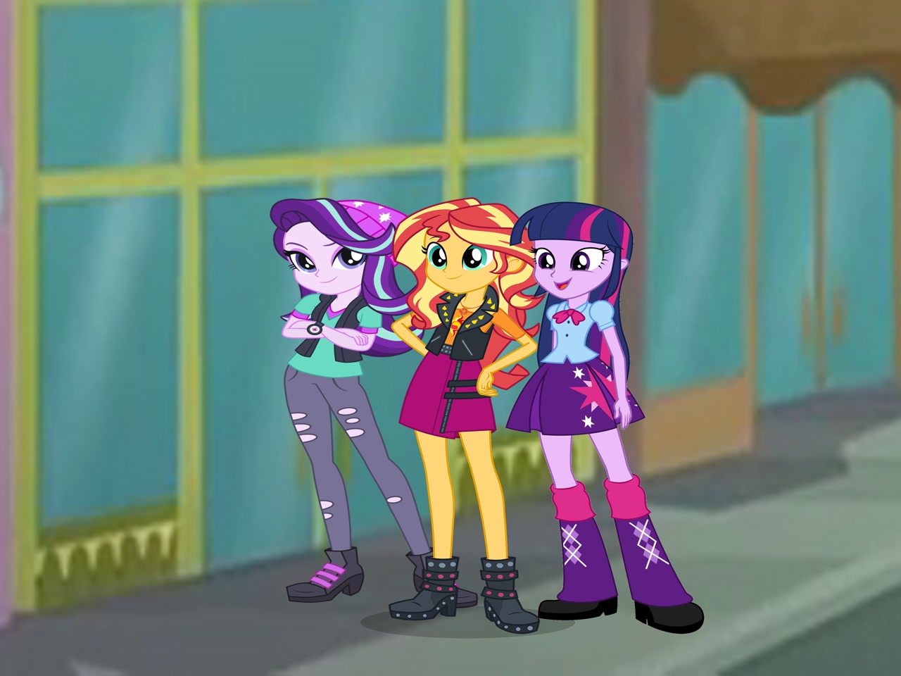 #3386462 - artist needed, safe, artist:awesomegamedude10, starlight glimmer, sunset shimmer ...