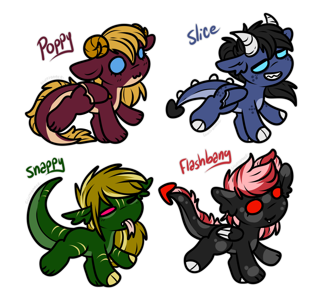 #3375590 - safe, artist:sexygoatgod, oc, oc only, oc:flashbang, oc:poppy, oc:slice, oc:snappy ...