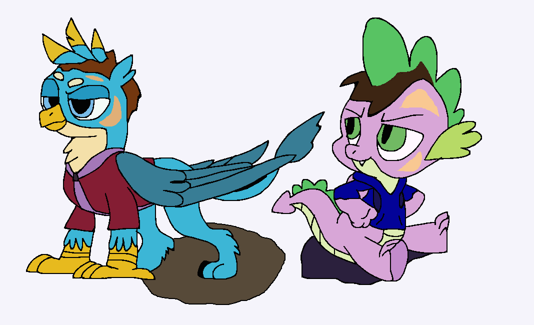 #3387662 - safe, artist:mojo1985, gallus, spike, oc, dragon, griffon ...