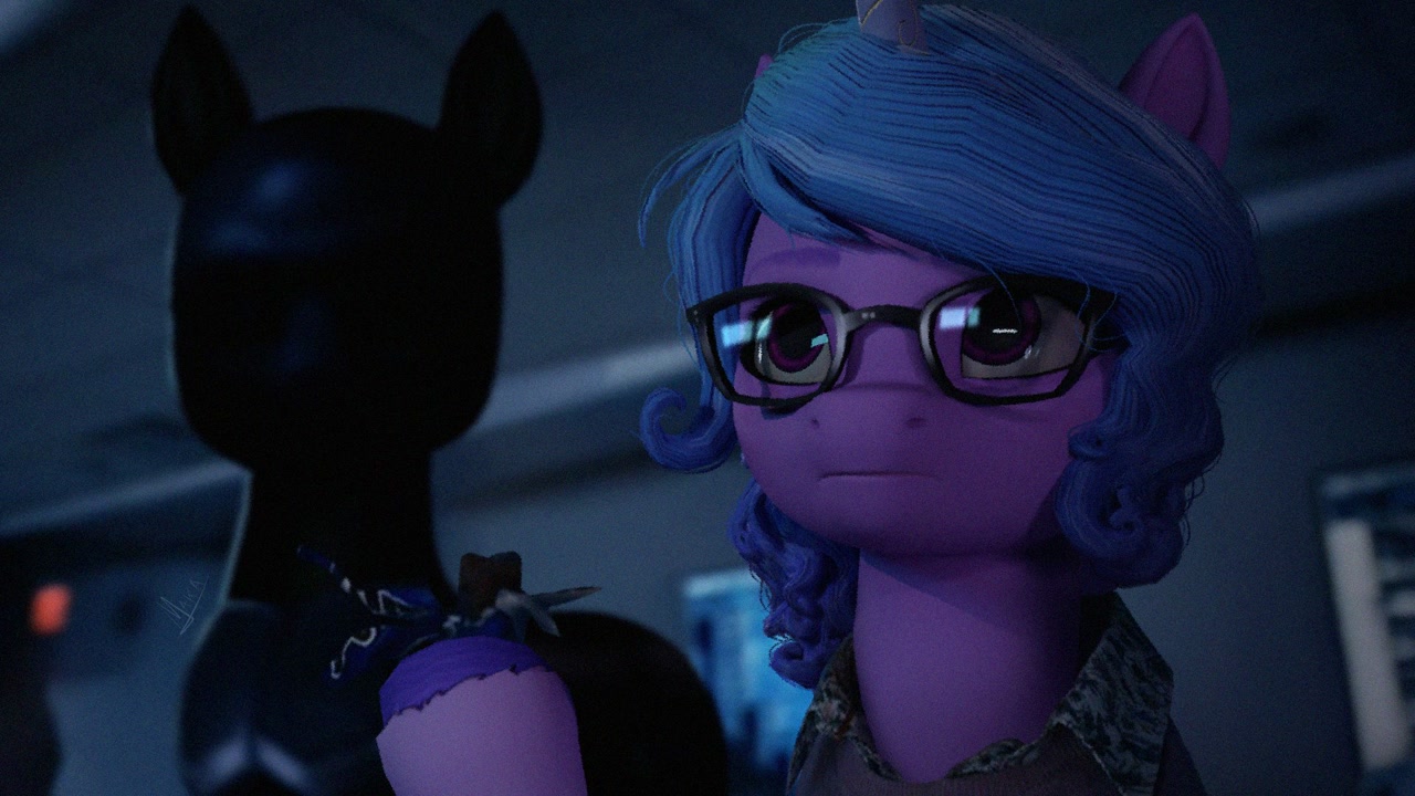 #3391252 - safe, artist:makaryo, izzy moonbow, earth pony, unicorn, g5, 3d, almond joy ...