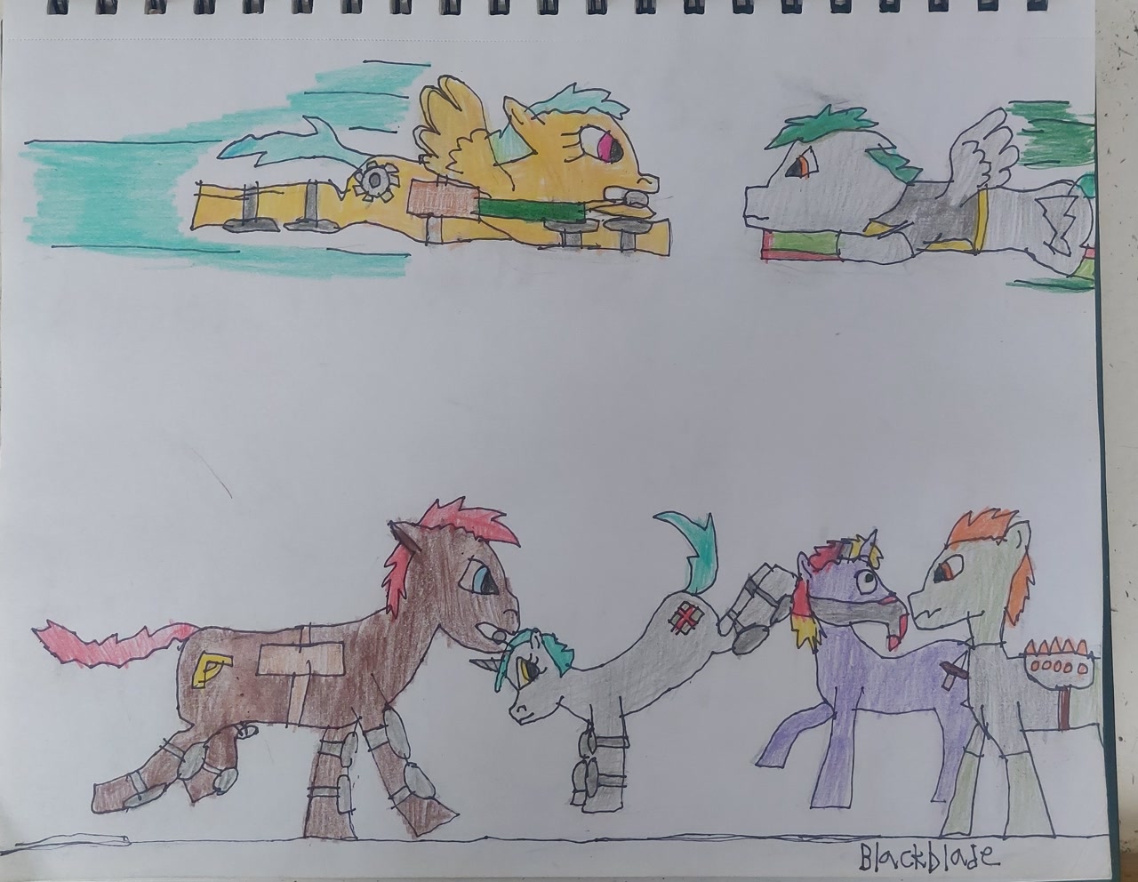 #3391535 - safe, artist:blackblade360, oc, oc only, oc:blister flare, oc:heartbeat, oc:lock jaw ...