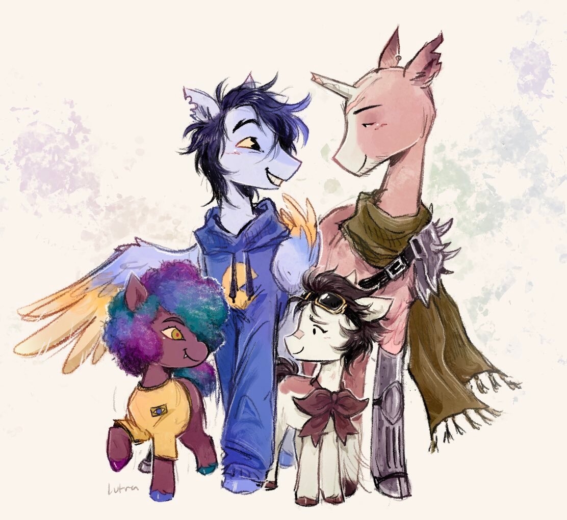 #3376906 - safe, artist:lutraviolet, earth pony, pegasus, pony, unicorn ...
