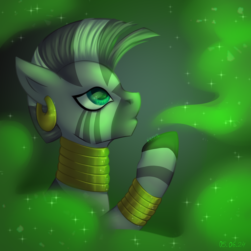 #3377736 - safe, artist:n3tt0l, zecora, pony, zebra, g4, bust, ear ...