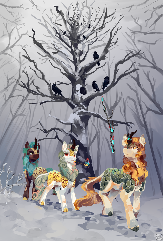 #3378326 - safe, artist:krapinkaius, autumn blaze, cinder glow, spring ...