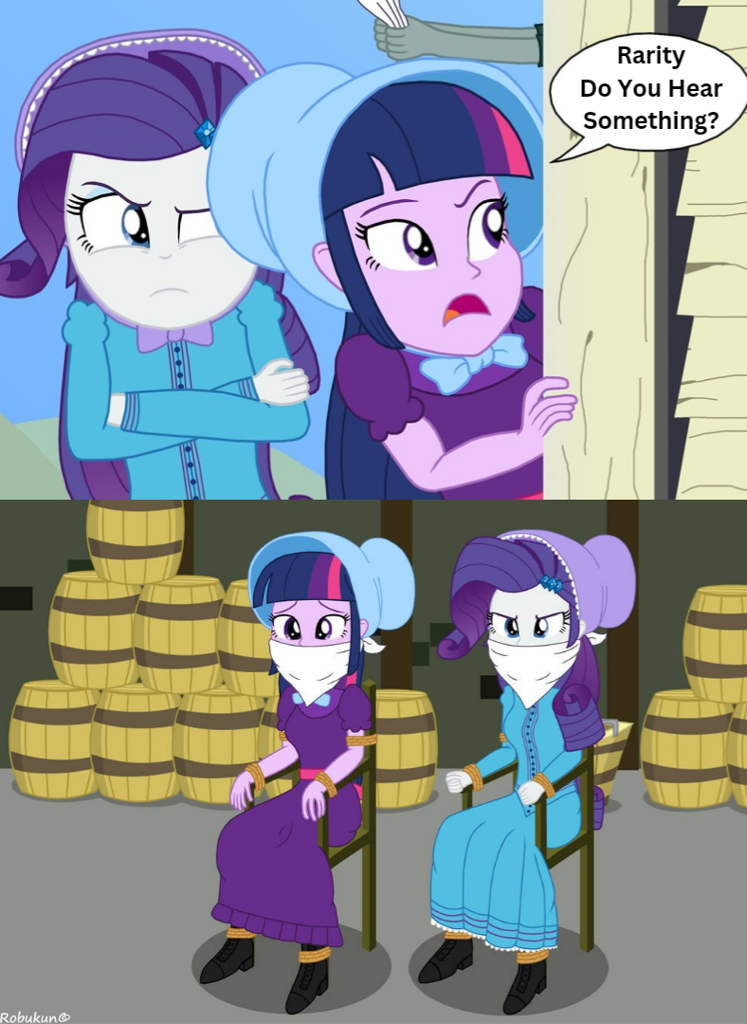 #3399660 - safe, artist:robukun, rarity, twilight sparkle, human ...