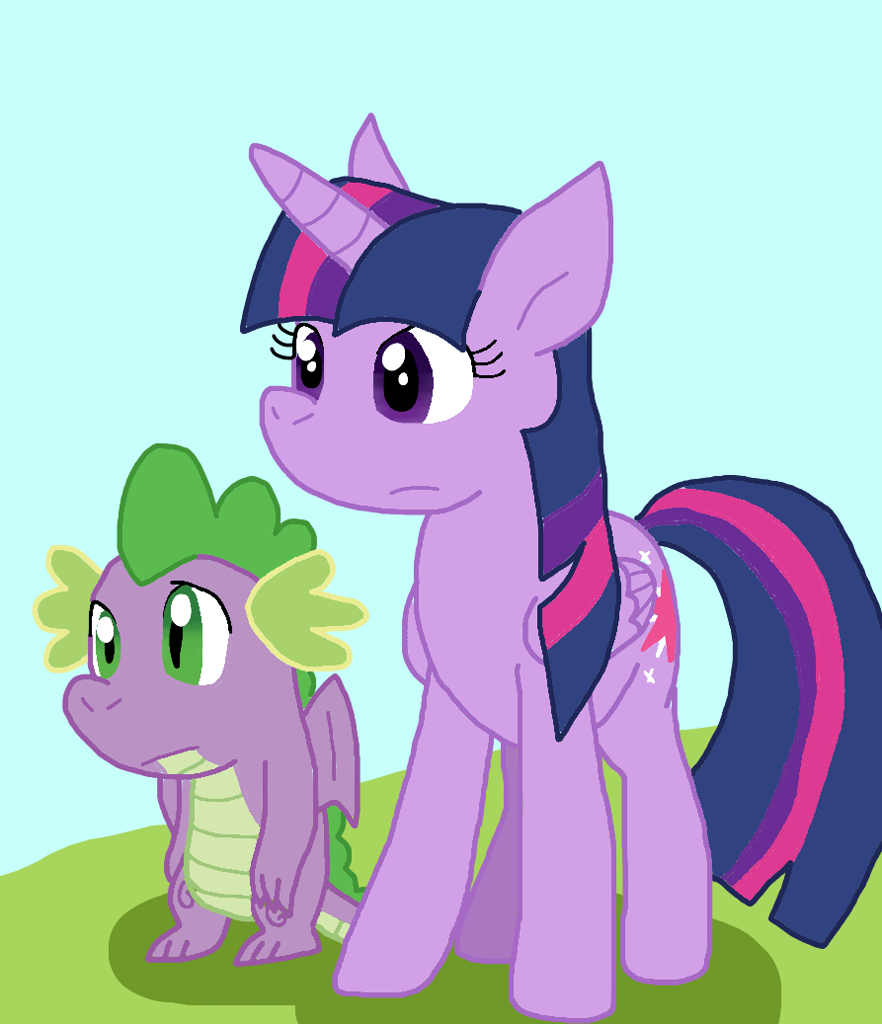 #3405415 - safe, artist:cmara, spike, twilight sparkle, alicorn, dragon, pony, g4, duo, duo male ...