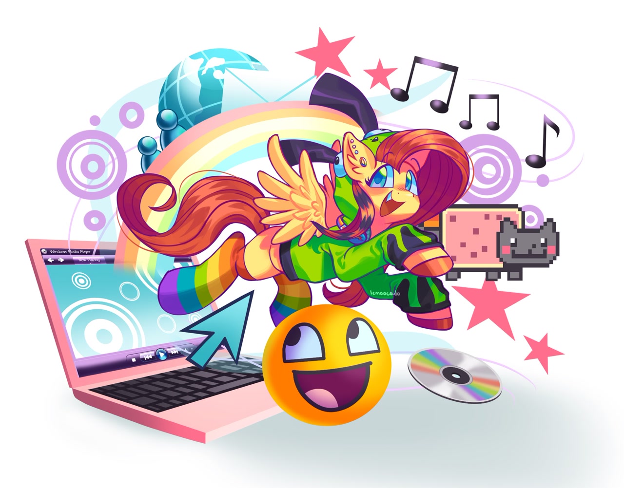 #3397320 - safe, artist:lemoocado, fluttershy, pegasus, pony, antonymph ...