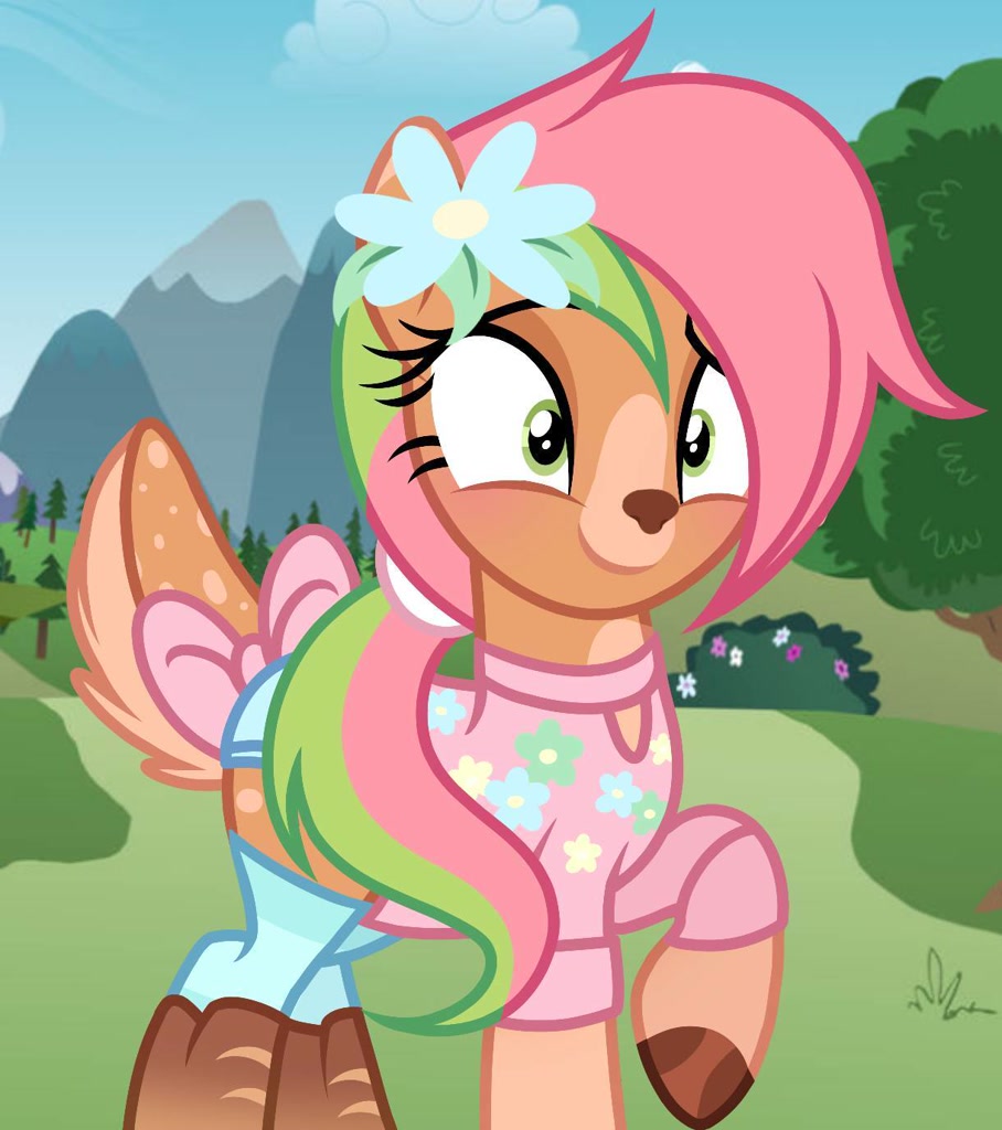 #3418704 - safe, artist:cstrawberrymilk, oc, oc:azalea, deer, deer pony ...