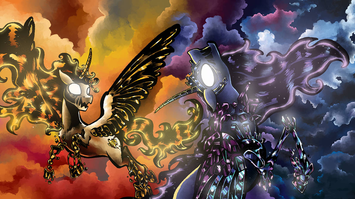 #3419146 - grimdark, artist:metanagon, daybreaker, nightmare moon, oc ...