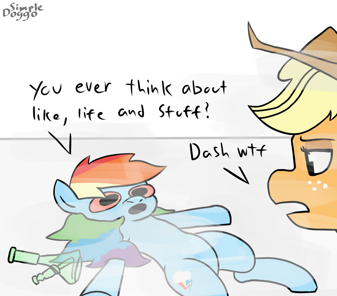 #3420232 - safe, artist:simpledoggo, applejack, rainbow dash, earth pony, pegasus, pony, g4 ...