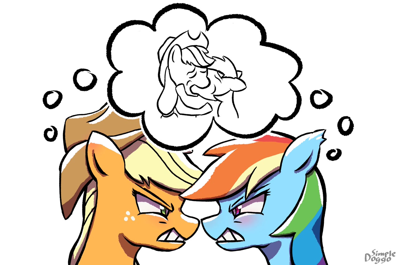 #3420238 - safe, artist:simpledoggo, applejack, rainbow dash, earth pony, pegasus, pony, g4 ...