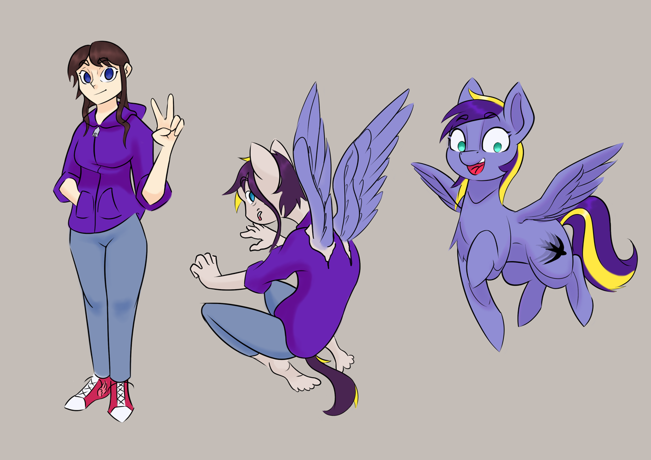 #3420352 - safe, artist:kissiapeia, oc, oc only, human, pegasus, pony ...