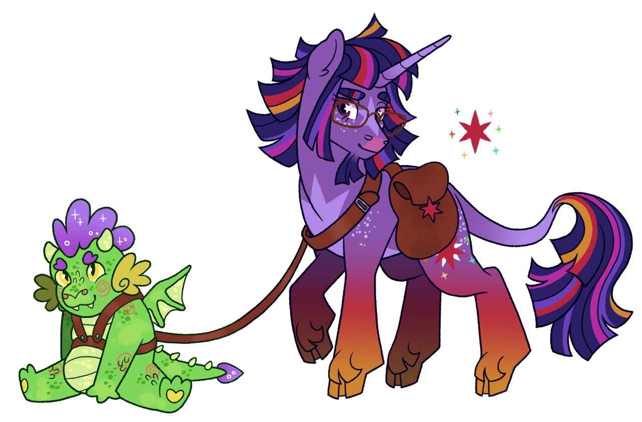#3422706 - safe, artist:draculaflow3, spike, twilight sparkle ...