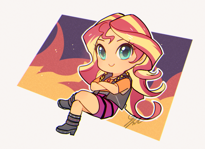 #3423400 - safe, artist:megarock, sunset shimmer, human, equestria ...