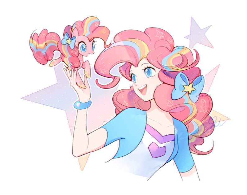 #3423403 - safe, artist:megarock, pinkie pie, earth pony, human, pony ...