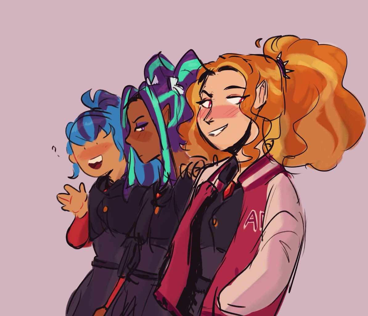 #3427583 - safe, artist:crowshaped, adagio dazzle, aria blaze, sonata ...