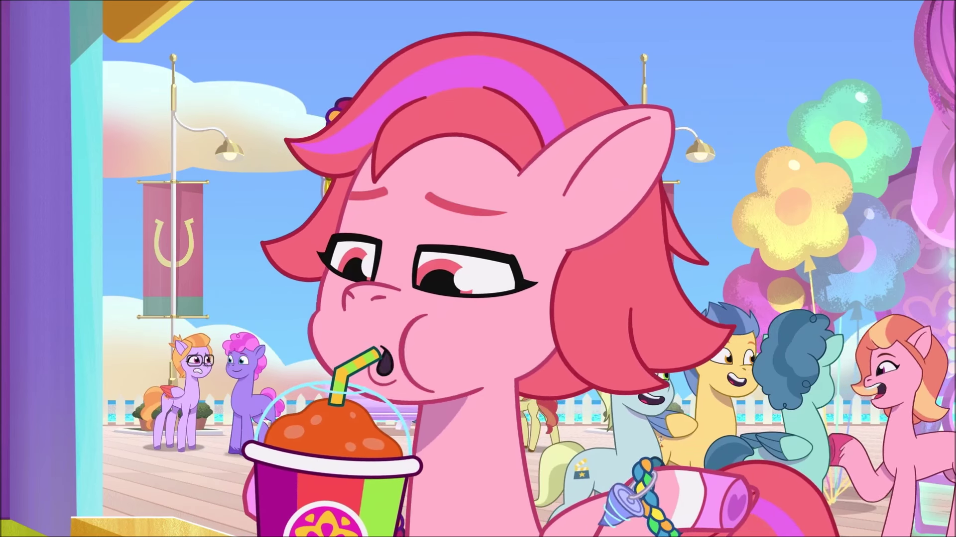 #3431973 - safe, screencap, autumn skies, clapboard snap, comet (g5), dahlia, delightful trifle ...