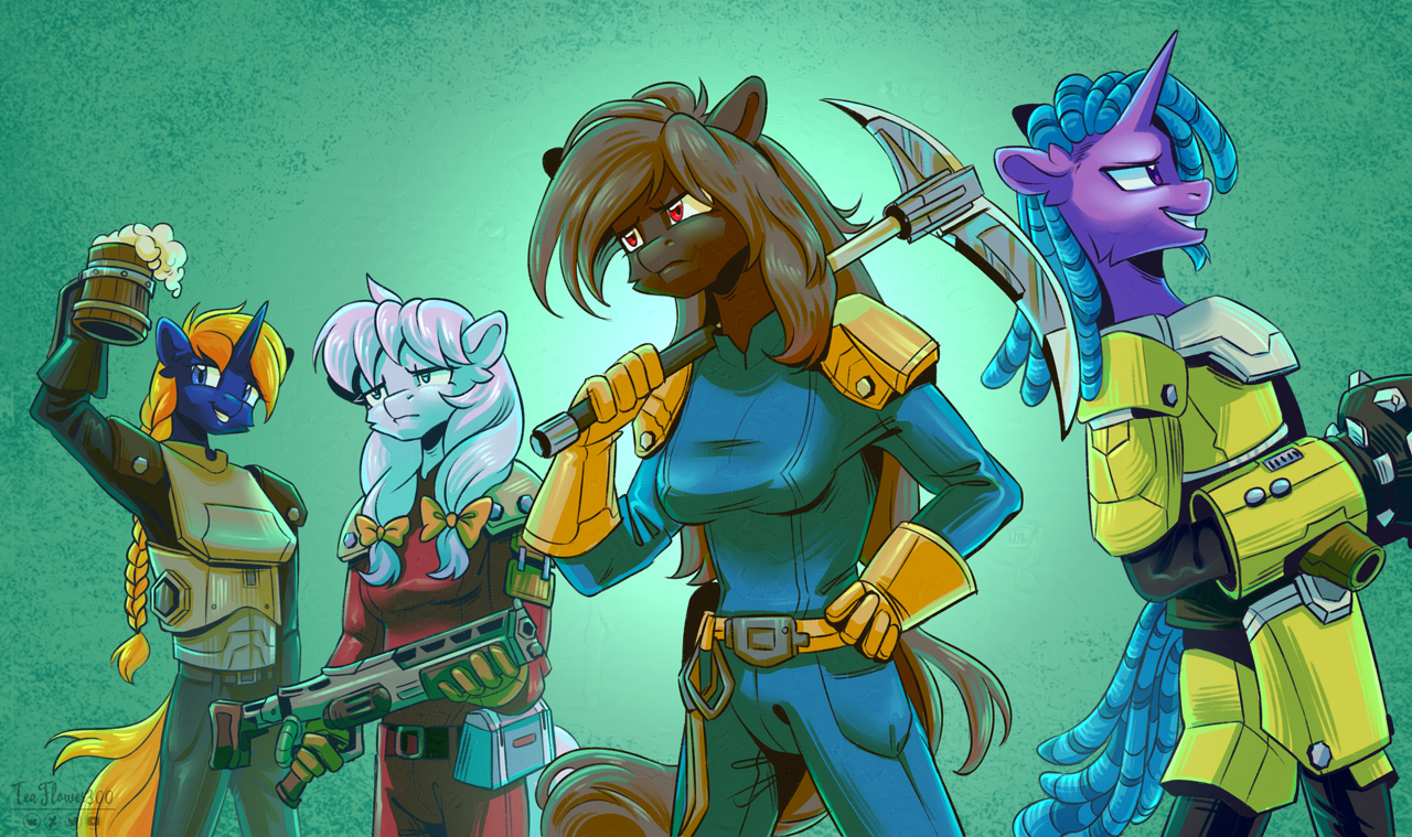 #3432661 - safe, artist:teaflower300, oc, oc only, unicorn, anthro ...