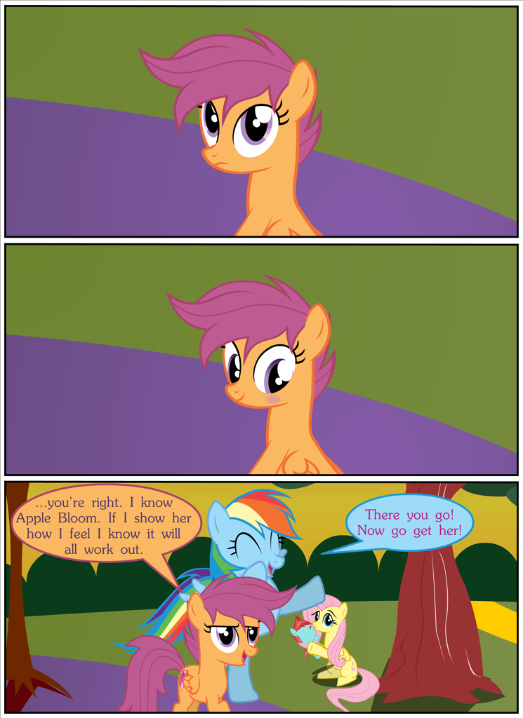 #3417202 - safe, artist:gm-scoots, fluttershy, rainbow dash, scootaloo ...