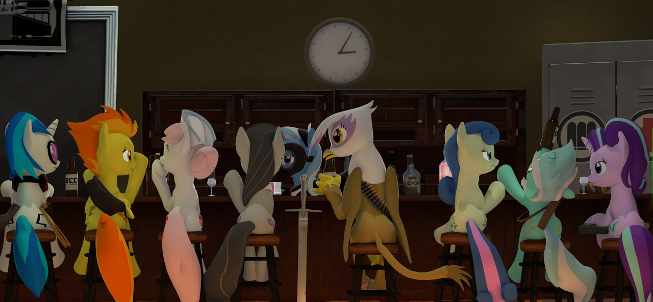 #3445704 - safe, artist:xafilah, bon bon, dj pon-3, gilda, lyra ...