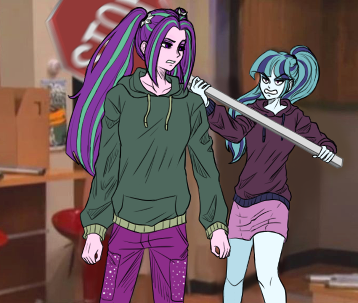 #3446881 - safe, artist:daazzlin, aria blaze, sonata dusk, human ...