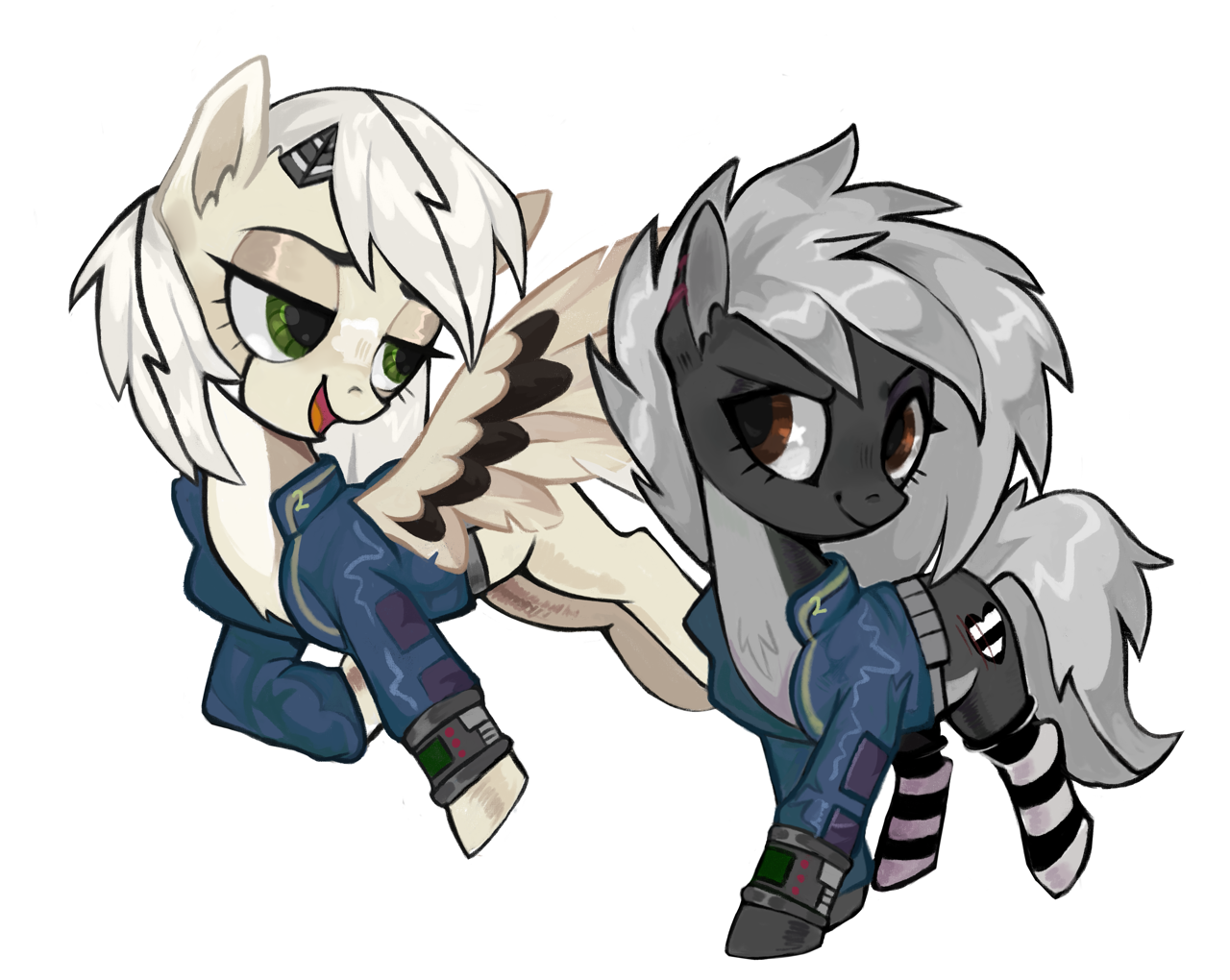 #3450978 - safe, artist:switchsugar, oc, oc only, earth pony, pegasus, pony, duo, earth pony oc ...